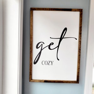 Living Room Wall Decor | Get Cozy Sign | Stay Awhile Wood Sign | Living ...