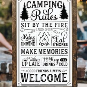 Camping Rules Sign - Camping Decor - Camping Sign - Camping Station ...