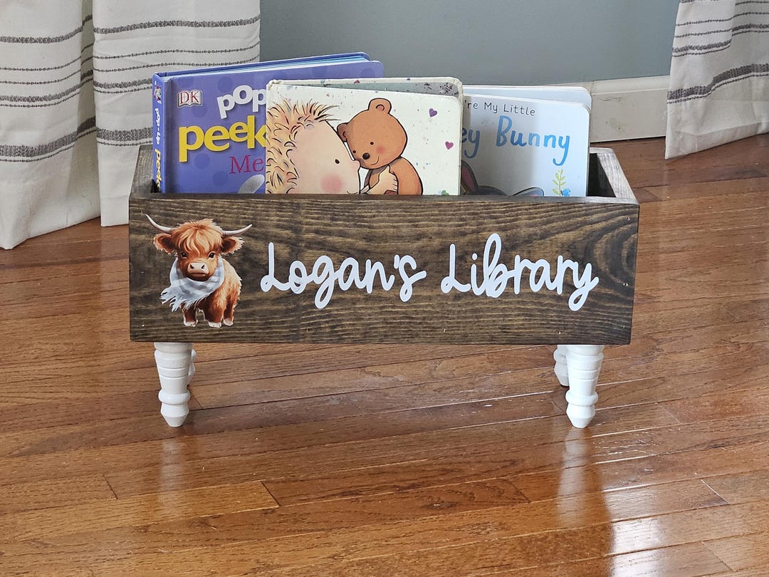 Highland Cow Book Bin - Book Storage - Books - Toy Storage - Bookcase ...