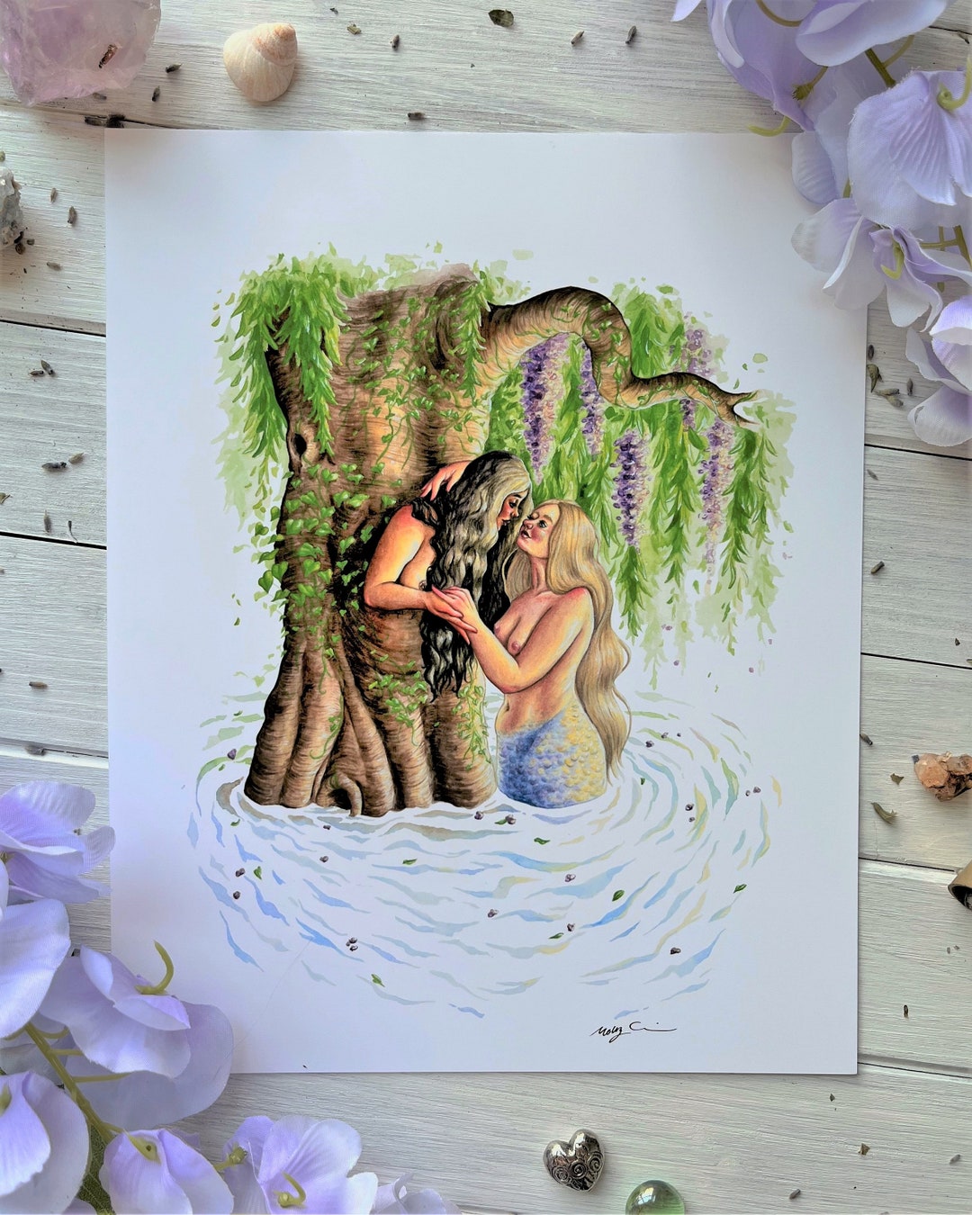 Forbidden Fruit ~ Nymph Art Print, Fantasy Art Print, Mermaid ...