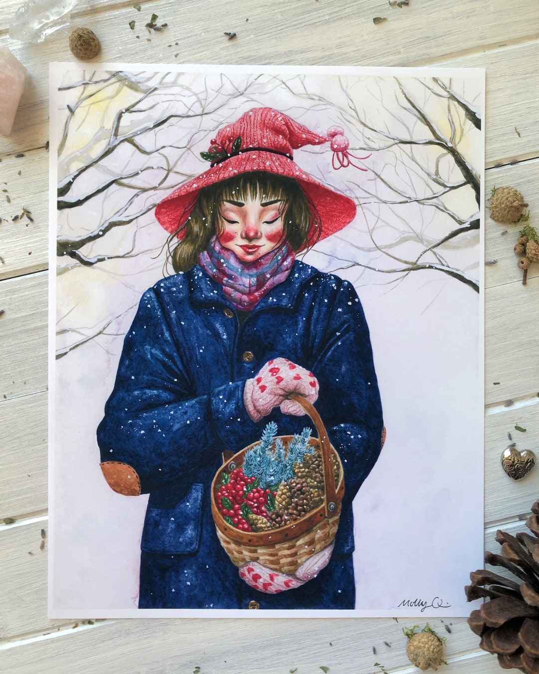 Winter Hexe Witchy Aquarell Kunst, Hexe Art Print, Hexe Kunst, Hexe ...