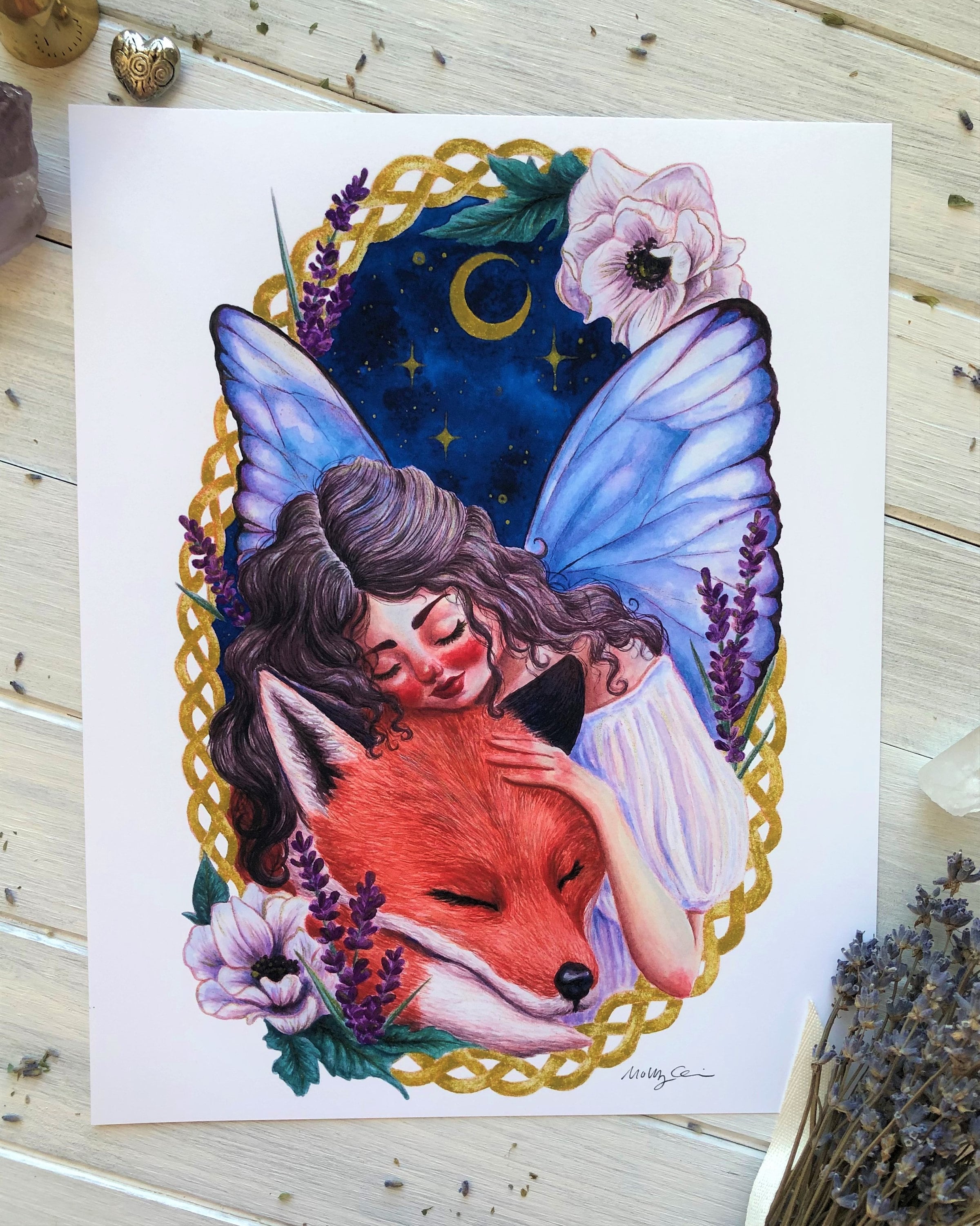 Sweet Dreams Fairy Fairy and Fox Watercolor Art Fae and Fox | Etsy