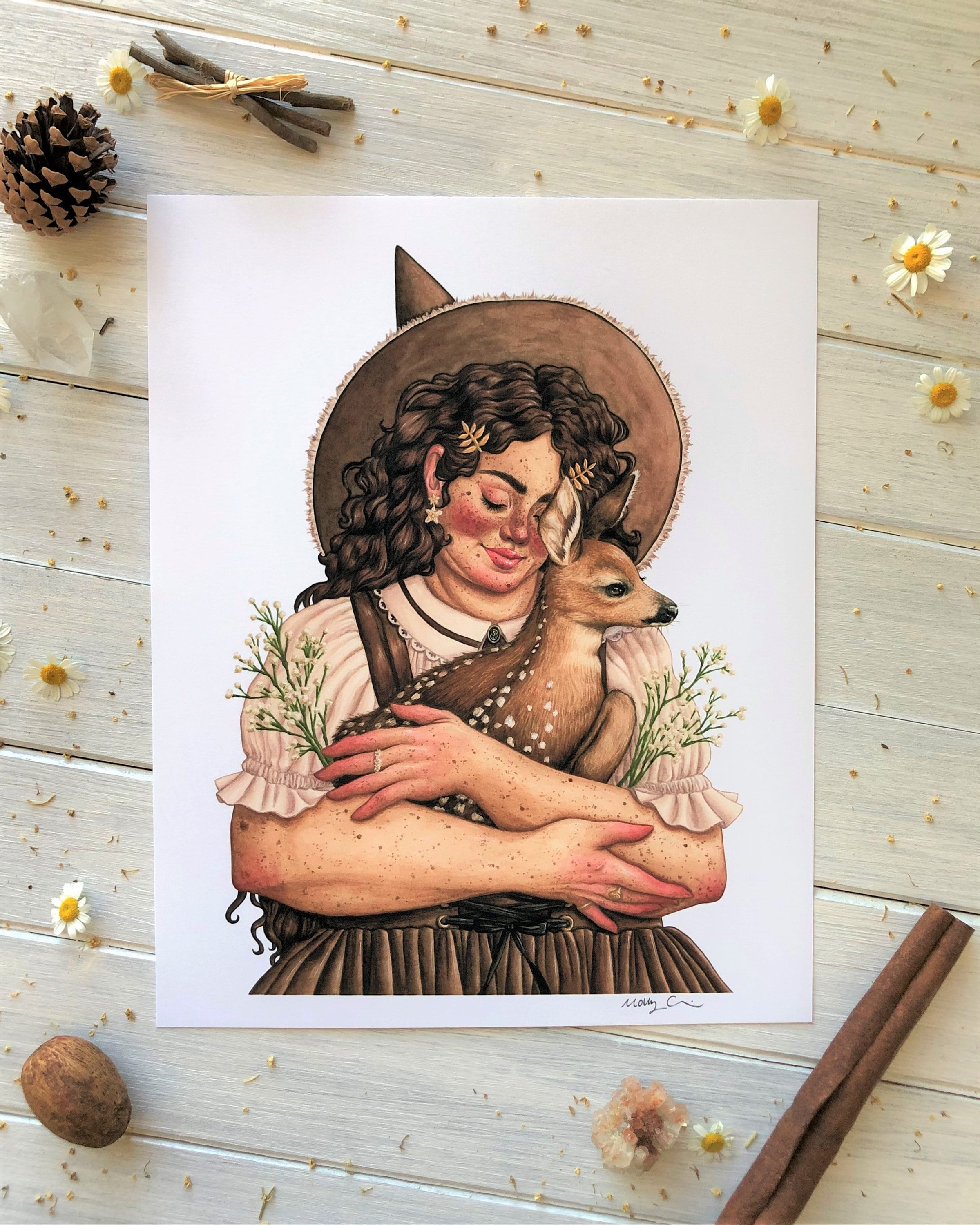 Deer Witch ~ Cottagecore Witch Art Print, Deer Witch Art Print ...