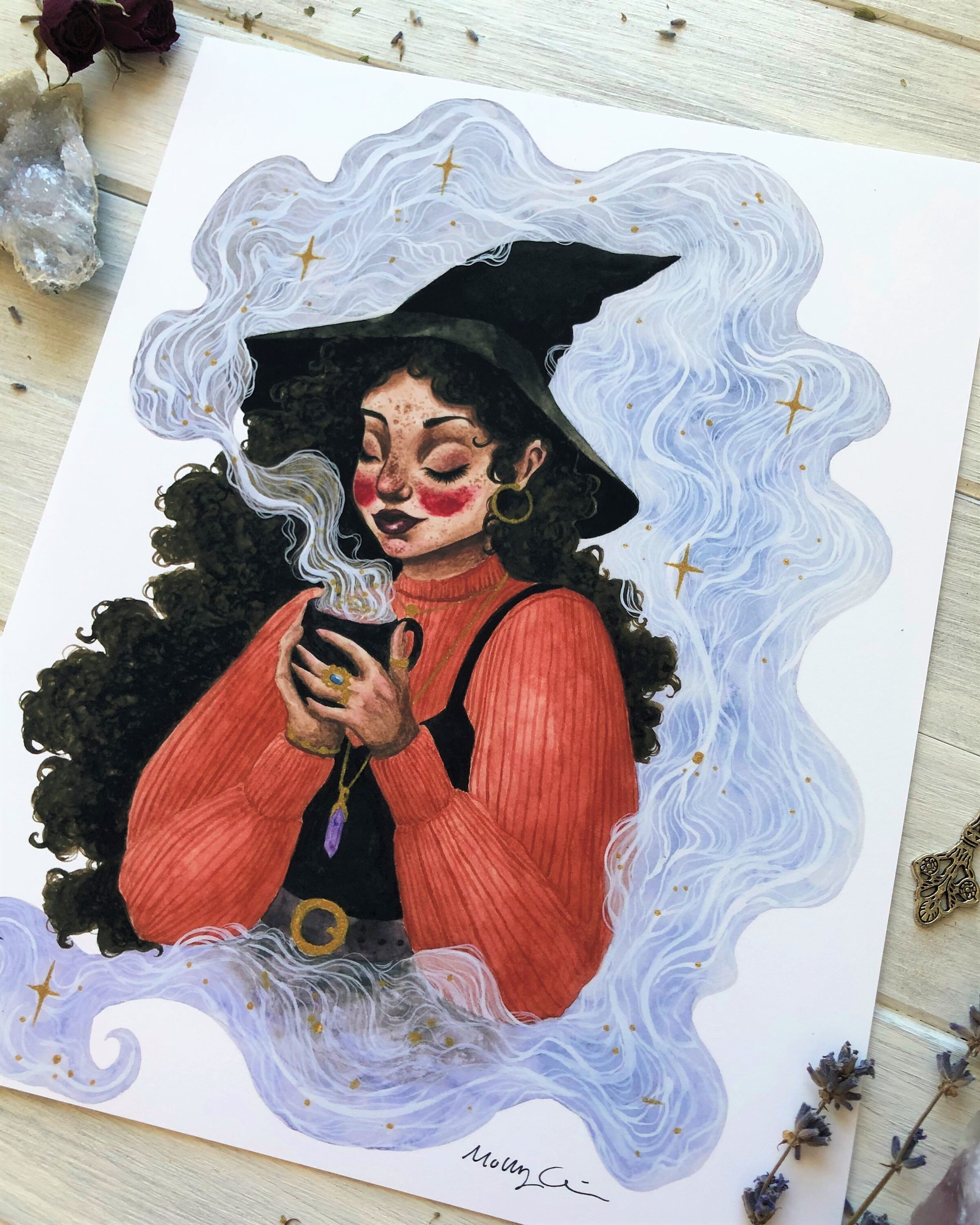 Tea Witch ~ Witchy Watercolor Art, Witch Wall Art, Witch Art Print, Tea ...
