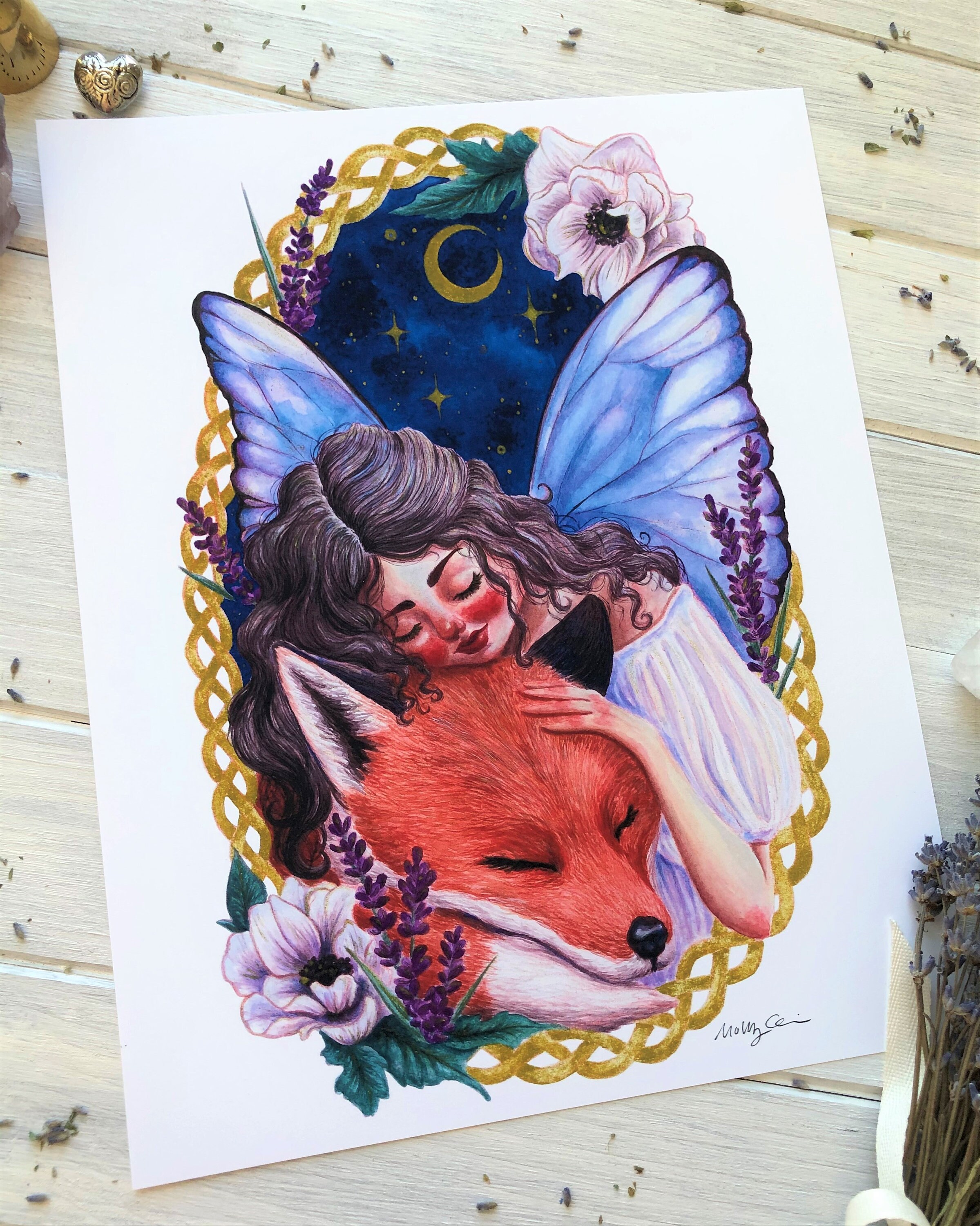 Sweet Dreams Fairy Fairy and Fox Watercolor Art Fae and Fox - Etsy