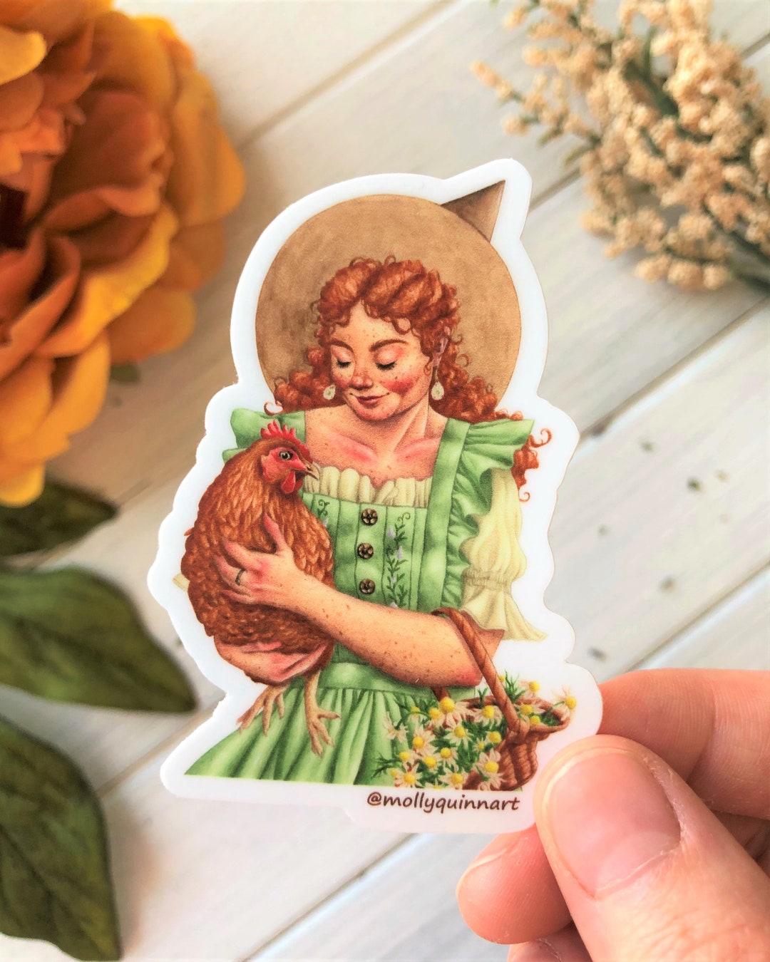 Chicken Witch Sticker Watercolor Witch Sticker, Witch Vinyl Sticker ...