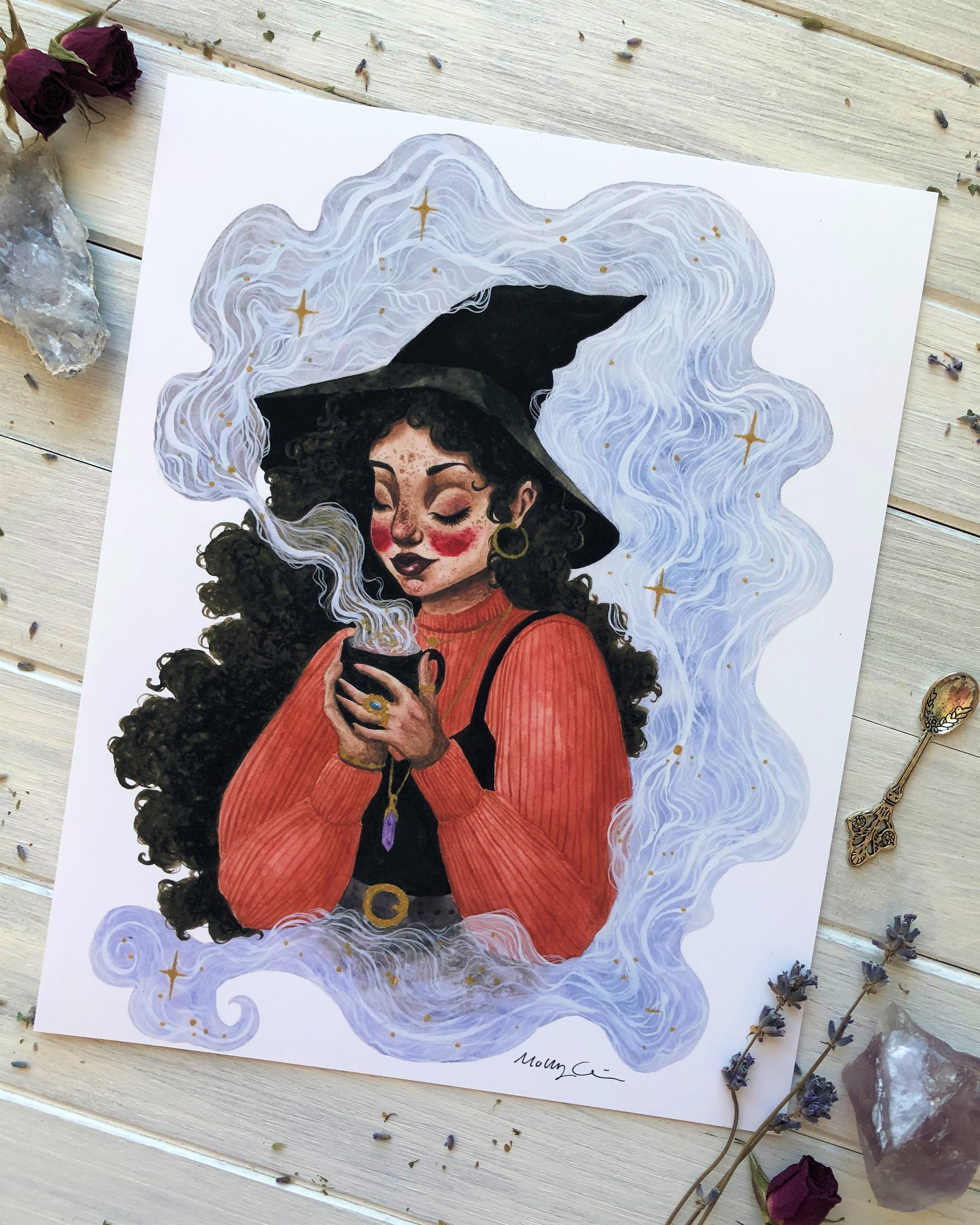 Tea Witch Witchy Watercolor Art Witch Wall Art 8x10 Witch - Etsy