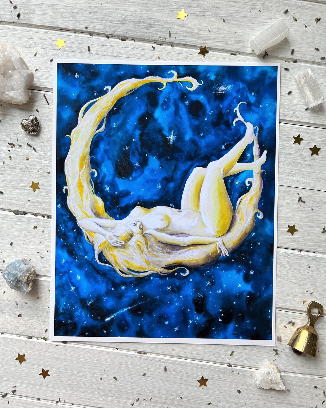 Moon Goddess ~ Moon Art, Moon Goddess Art Print, Celestial Art Print ...