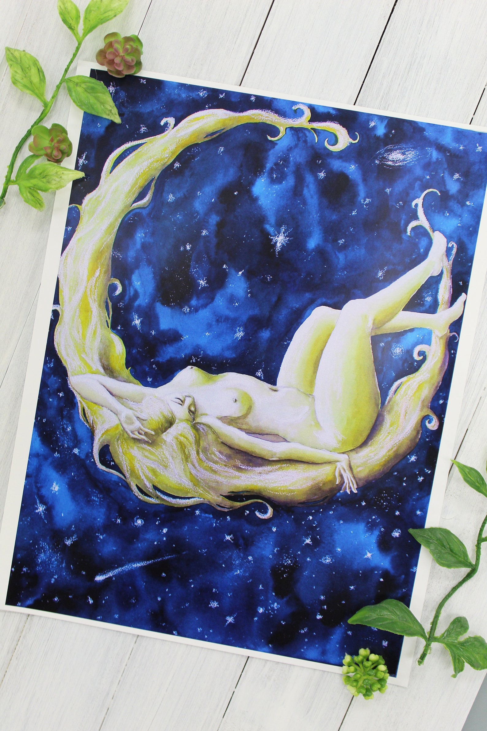 Moon Goddess Moon Art Moon Goddess Art Print Celestial Art - Etsy