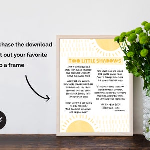 Two Little Shadows Poem DIGITAL DOWNLOAD Printable Artwork Life Filled ...