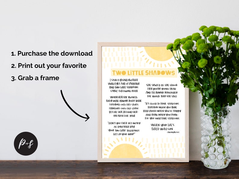 Two Little Shadows Poem DIGITAL DOWNLOAD Printable Artwork - Etsy