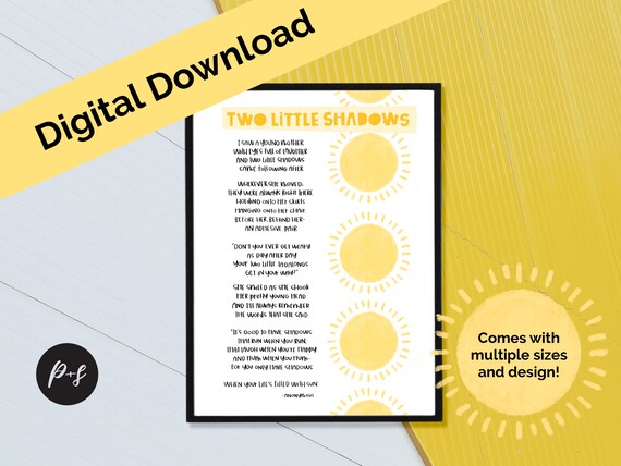 Two Little Shadows Poem DIGITAL DOWNLOAD Printable Artwork - Etsy