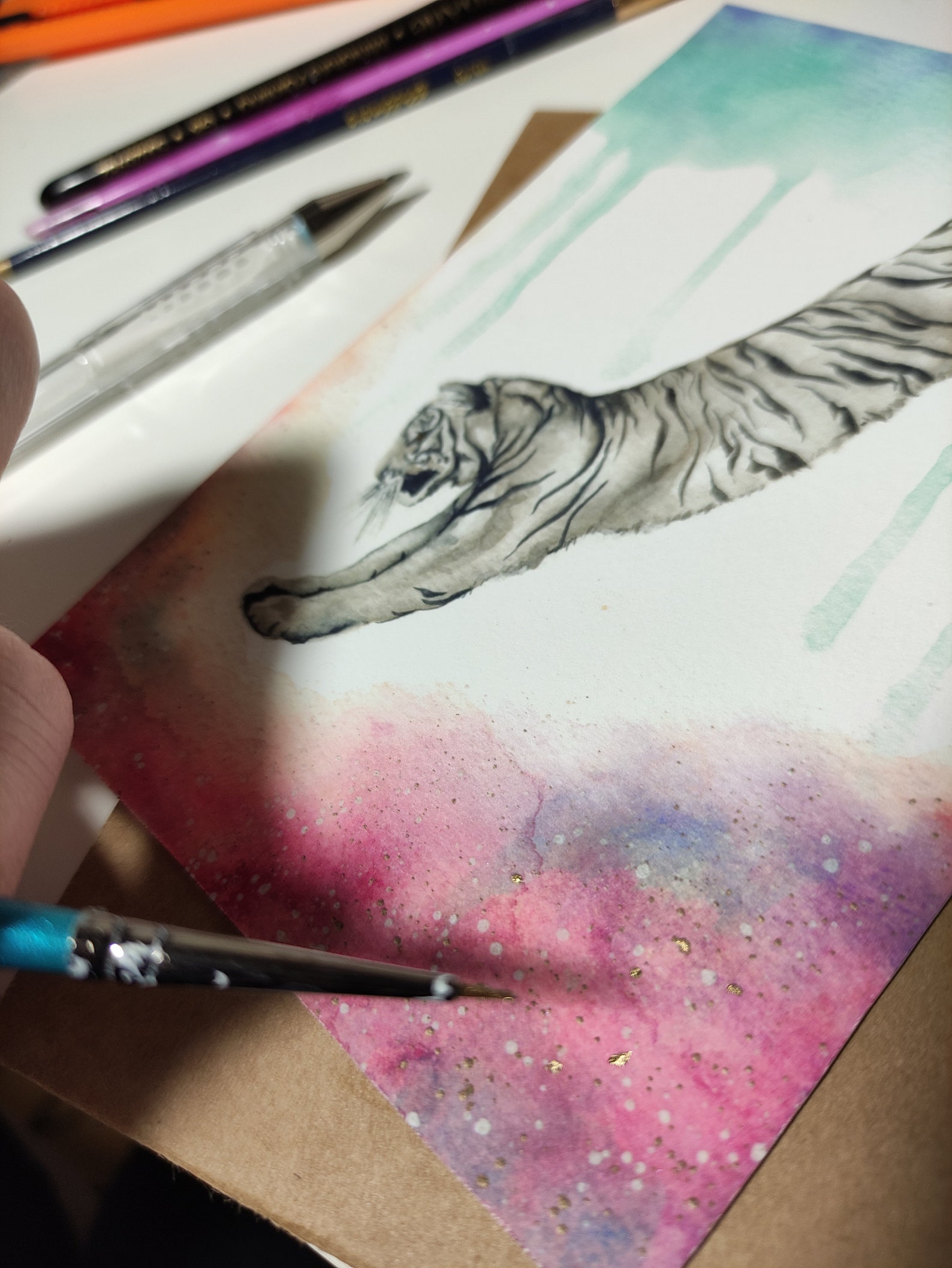 Tiger Print | Original Tiger Artwork | Hand Embellished | Animal Lover ...