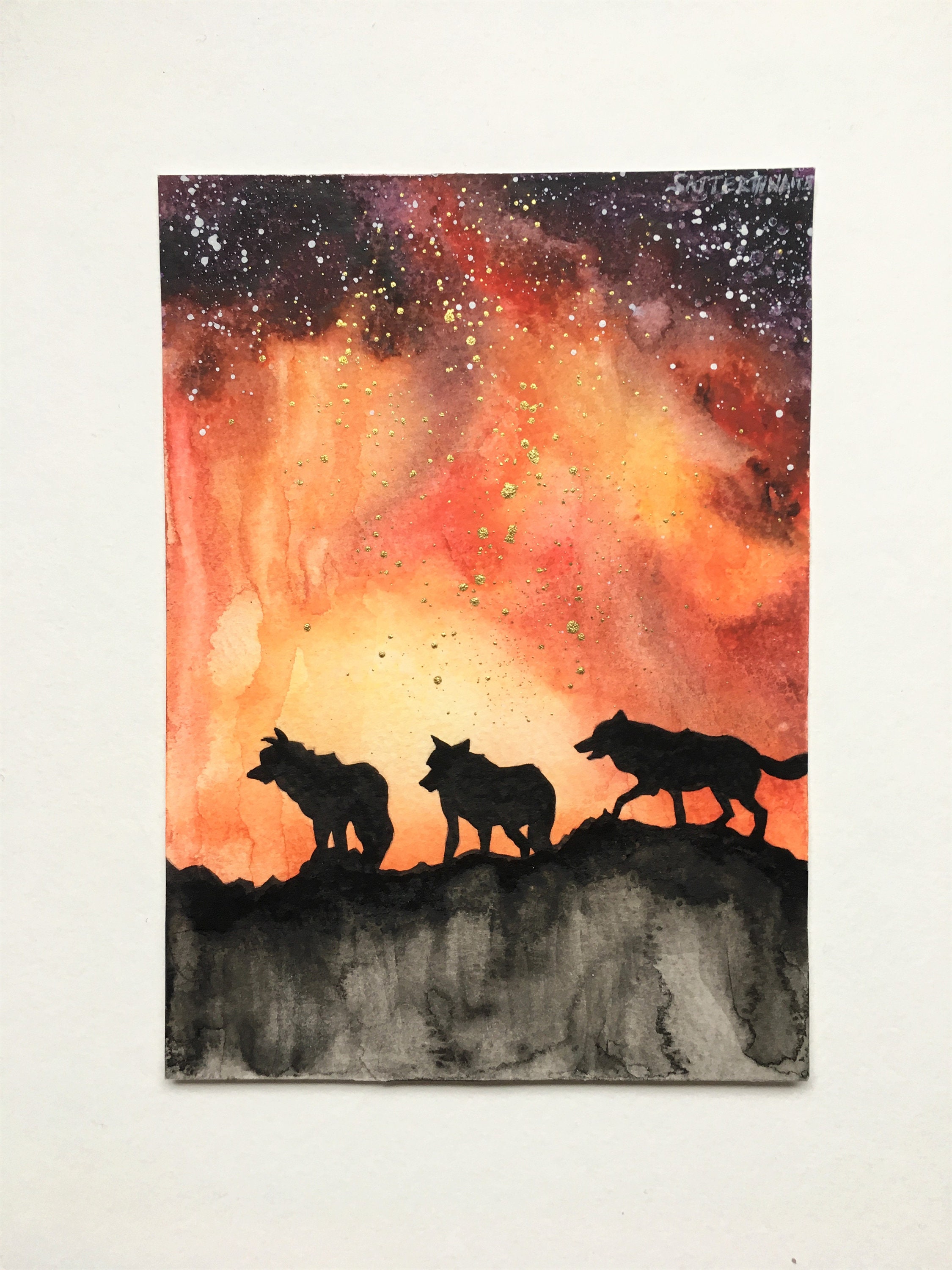 Wolf Print Original Wolf Artwork Hand Embellished Animal | Etsy