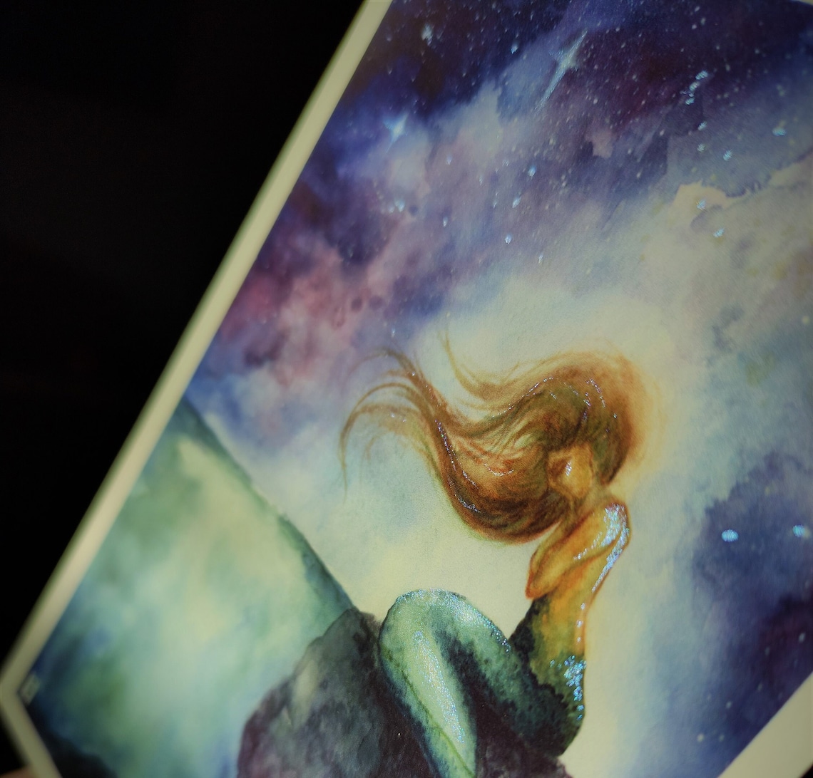 Mermaid Print Original Mermaid Artwork Hand Embellished Watercolour ...