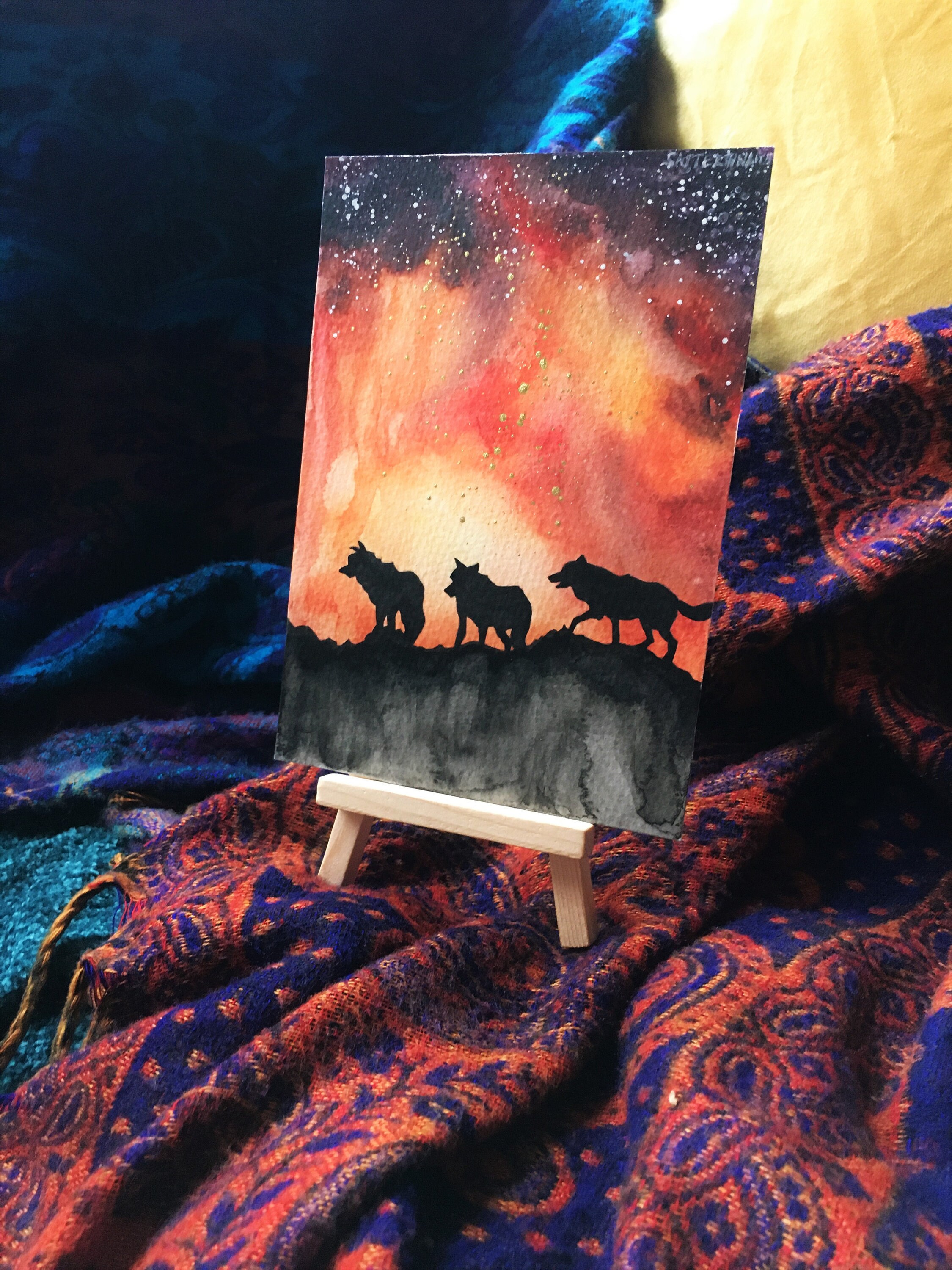 Wolf Print | Original Wolf Artwork | Hand Embellished | Animal Lover ...