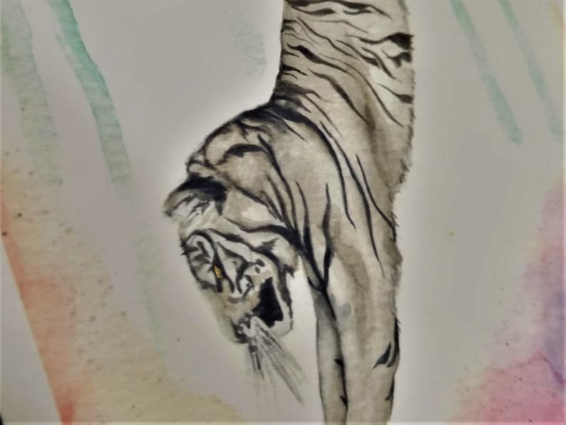 Tiger Print Original Tiger Artwork Hand Embellished | Etsy
