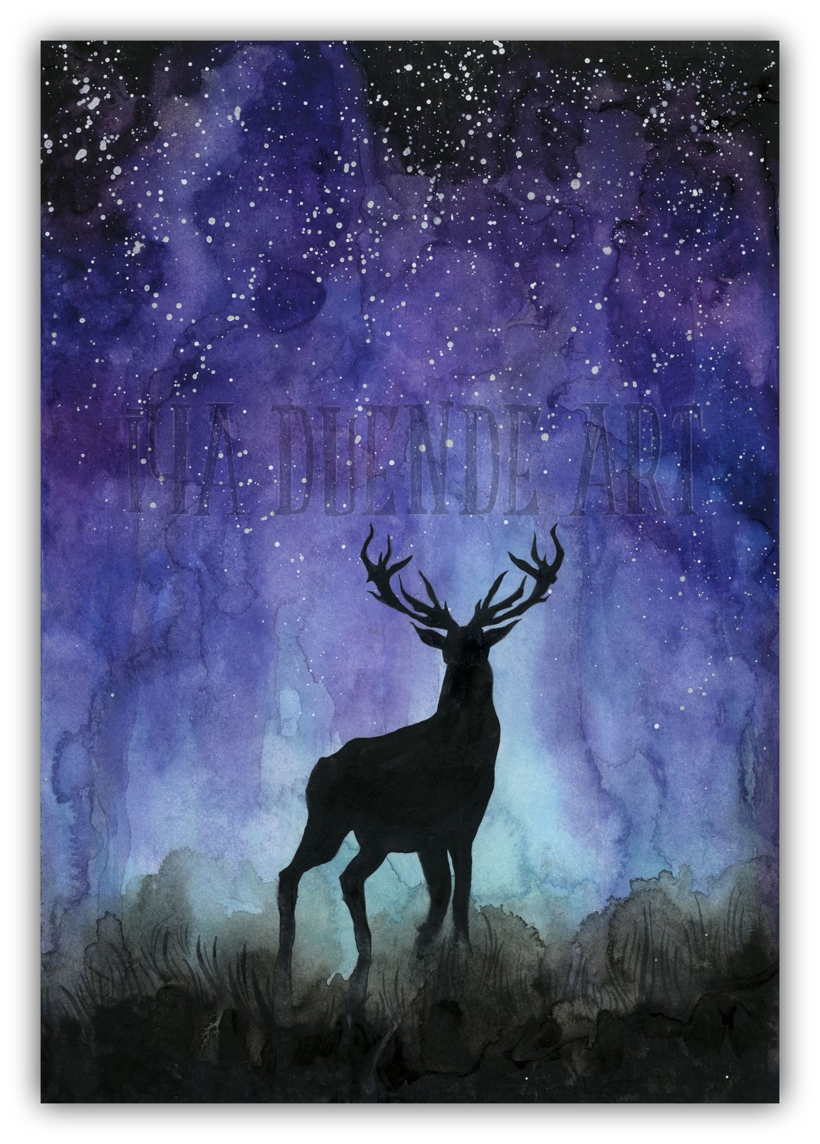 Deer Print Original Deer Artwork Hand Embellished Animal Lover Gift ...