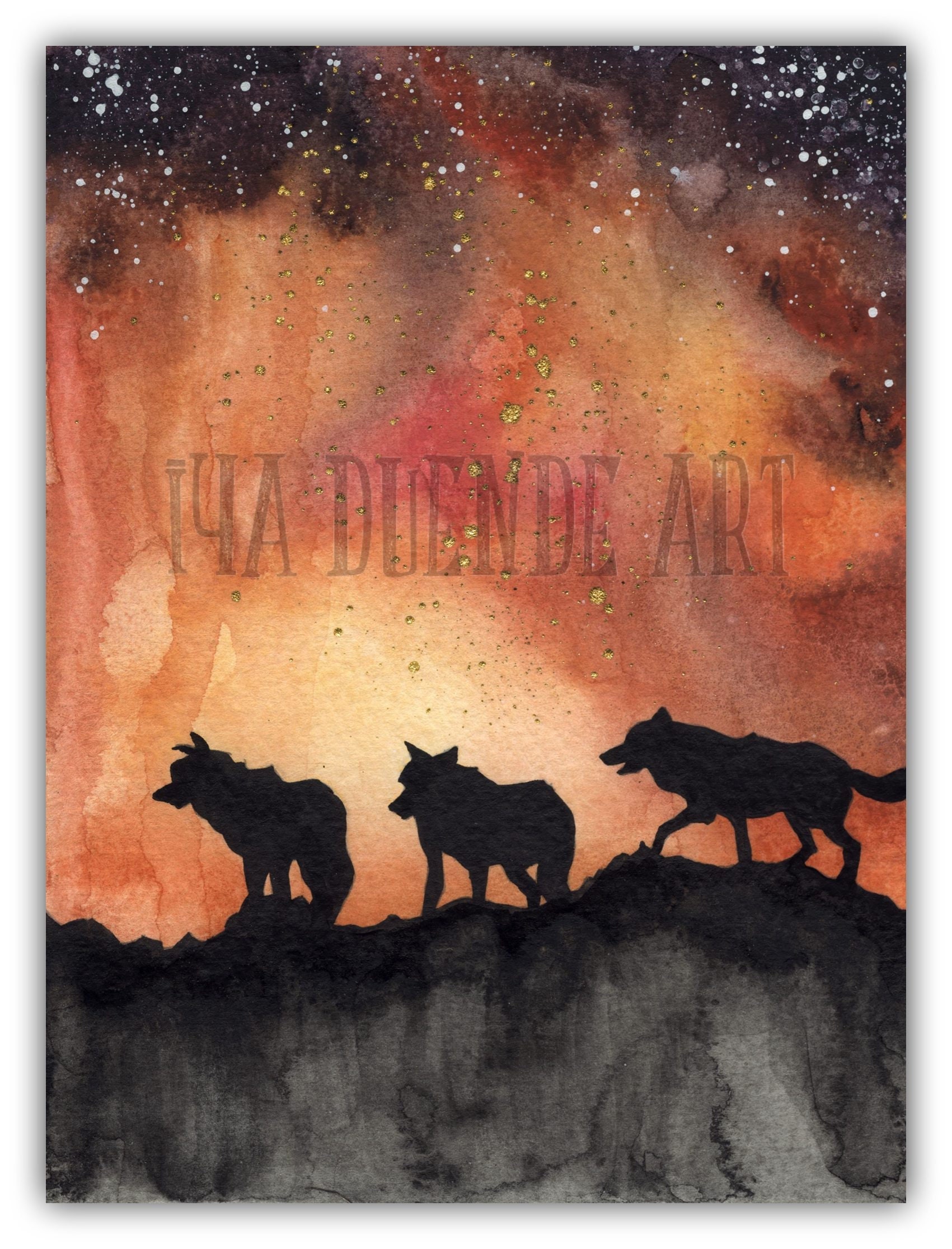 Wolf Print | Original Wolf Artwork | Hand Embellished | Animal Lover ...