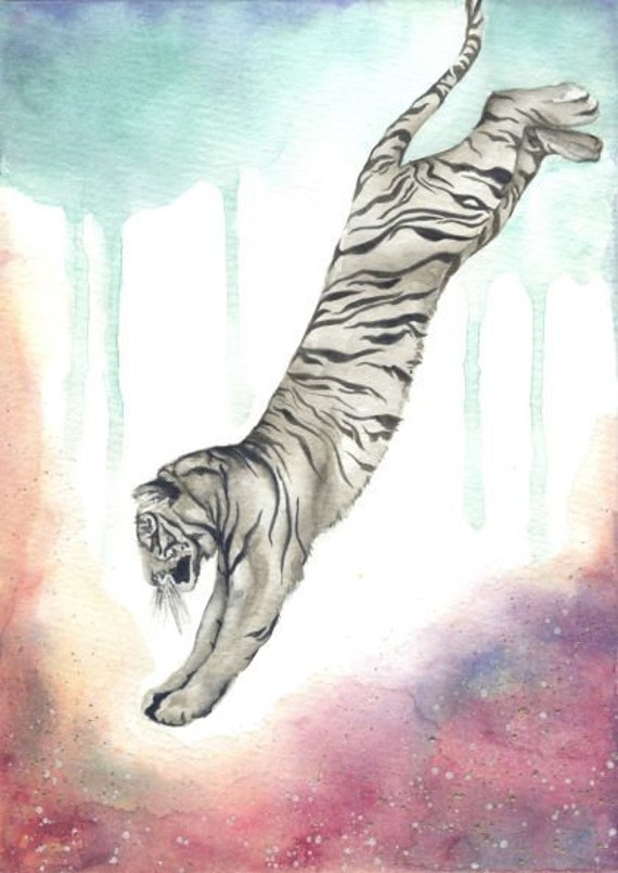 Tiger Print Original Tiger Artwork Hand Embellished | Etsy