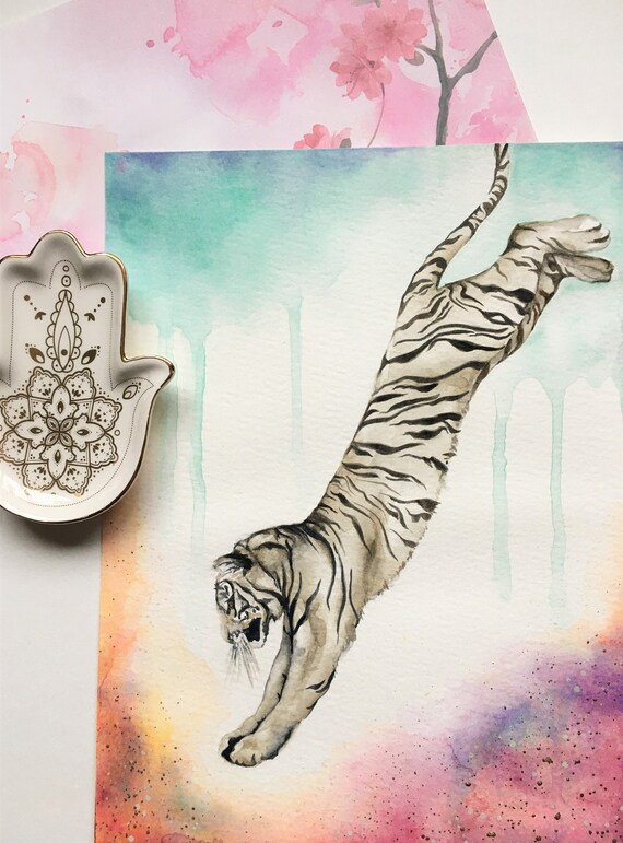 Tiger Print Original Tiger Artwork Hand Embellished | Etsy