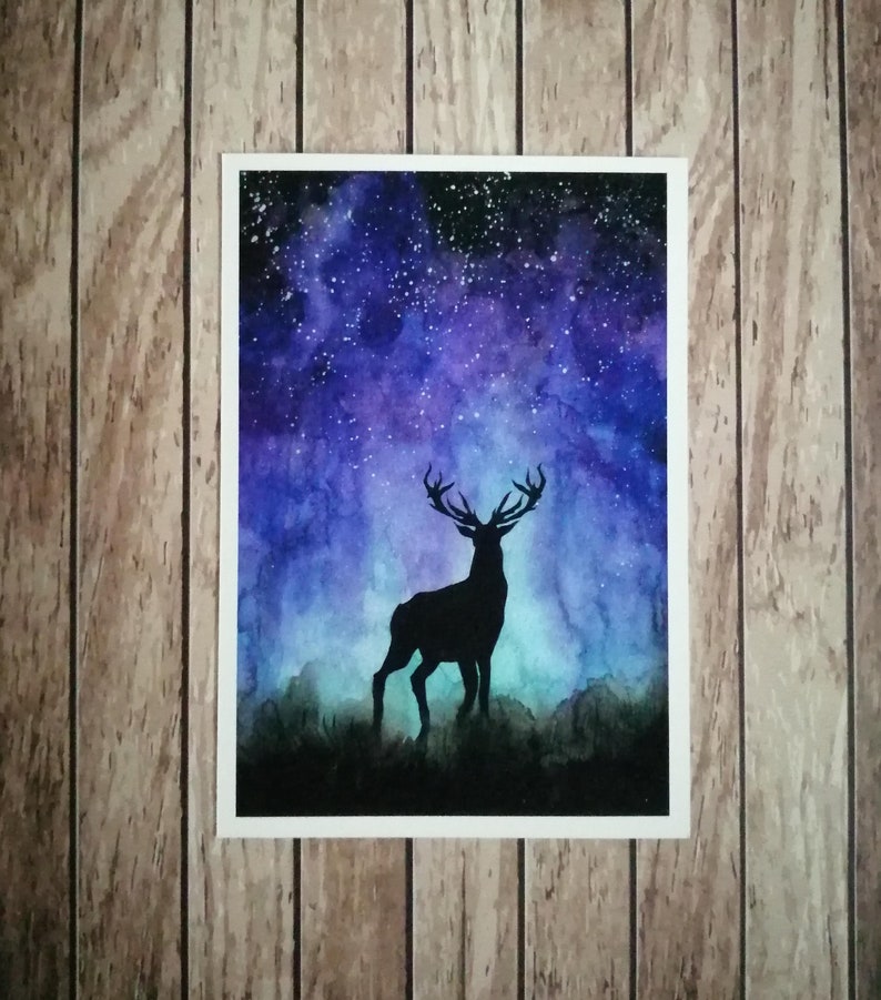 Deer Print Original Deer Artwork Hand Embellished Animal | Etsy