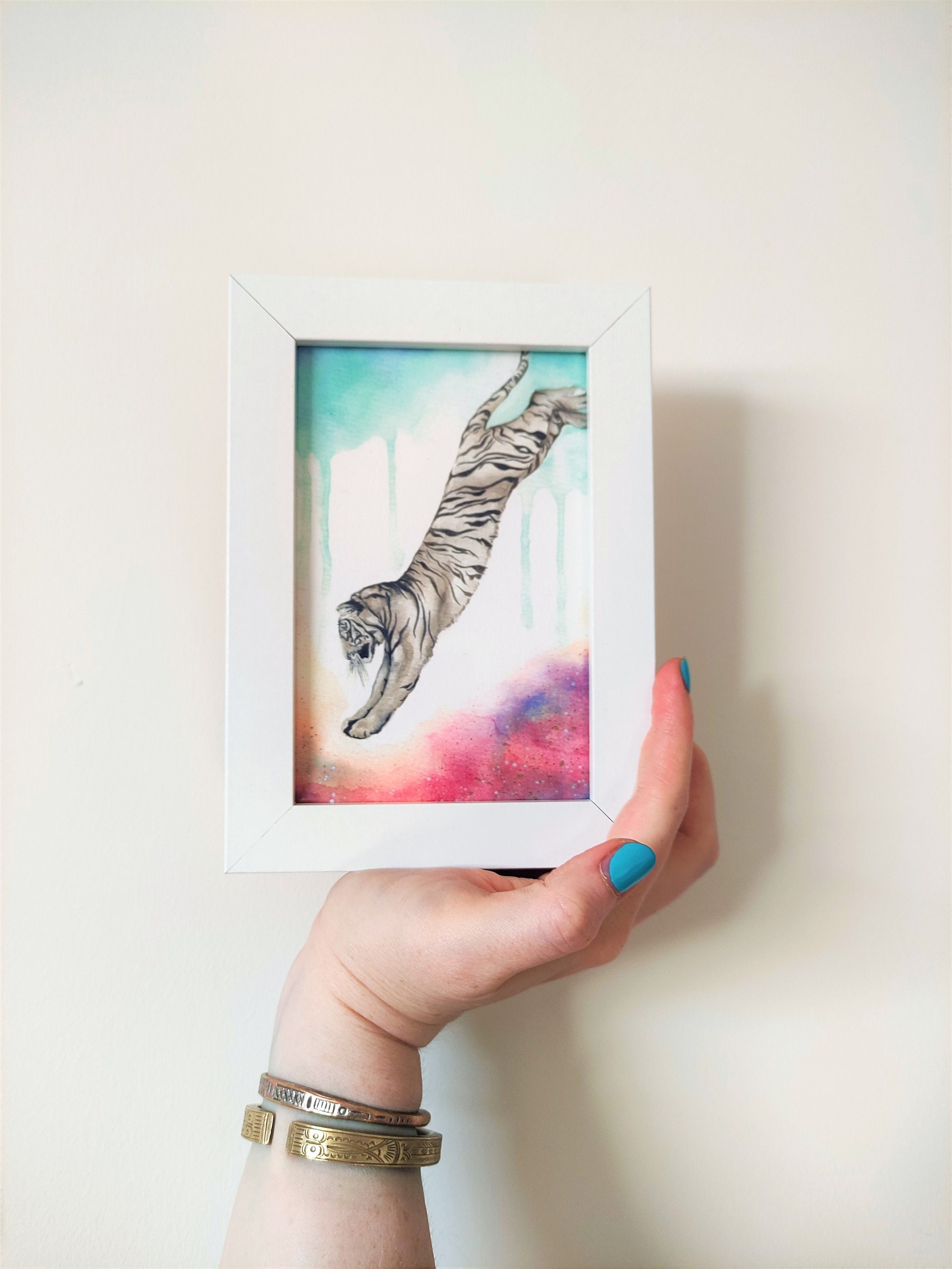 Tiger Print | Original Tiger Artwork | Hand Embellished | Animal Lover ...