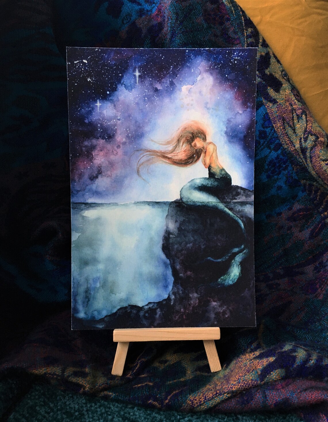 Mermaid Print Original Mermaid Artwork Hand Embellished Watercolour ...