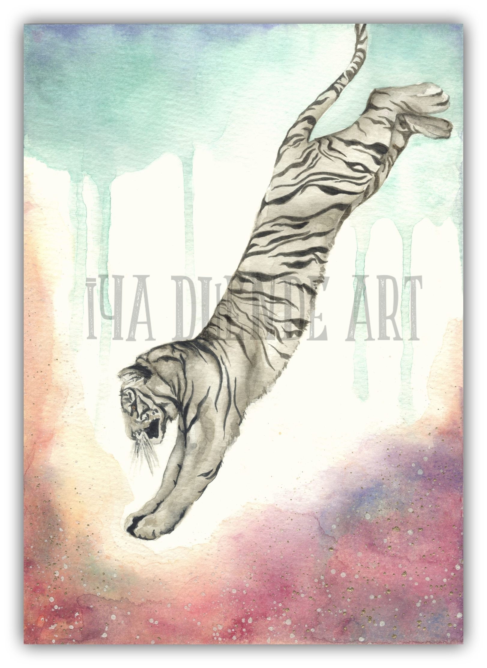 Tiger Print | Original Tiger Artwork | Hand Embellished | Animal Lover ...
