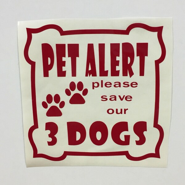 Pet Alert Decal - Etsy