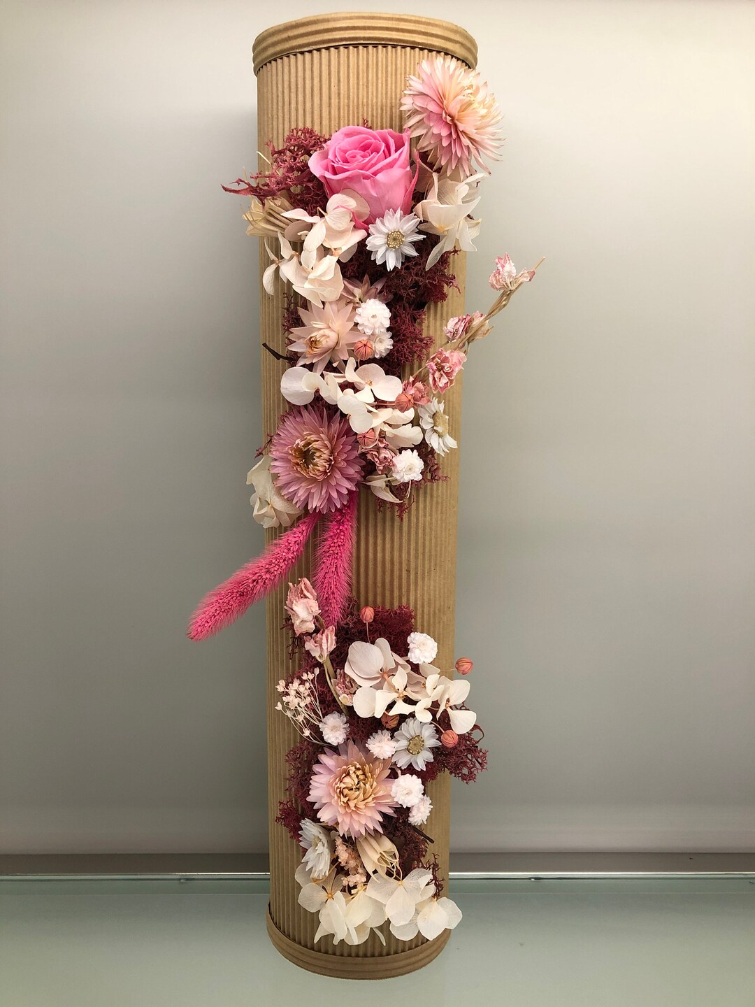 Column of Dried and Stabilized Flowers Pink Model - Etsy