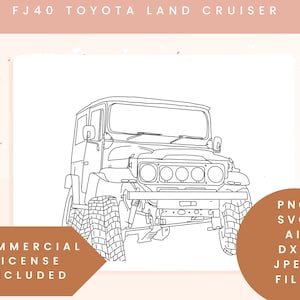 Toyota 40 Series Land Cruiser Cut File FJ40 Outline Vintage 4x4 Truck ...