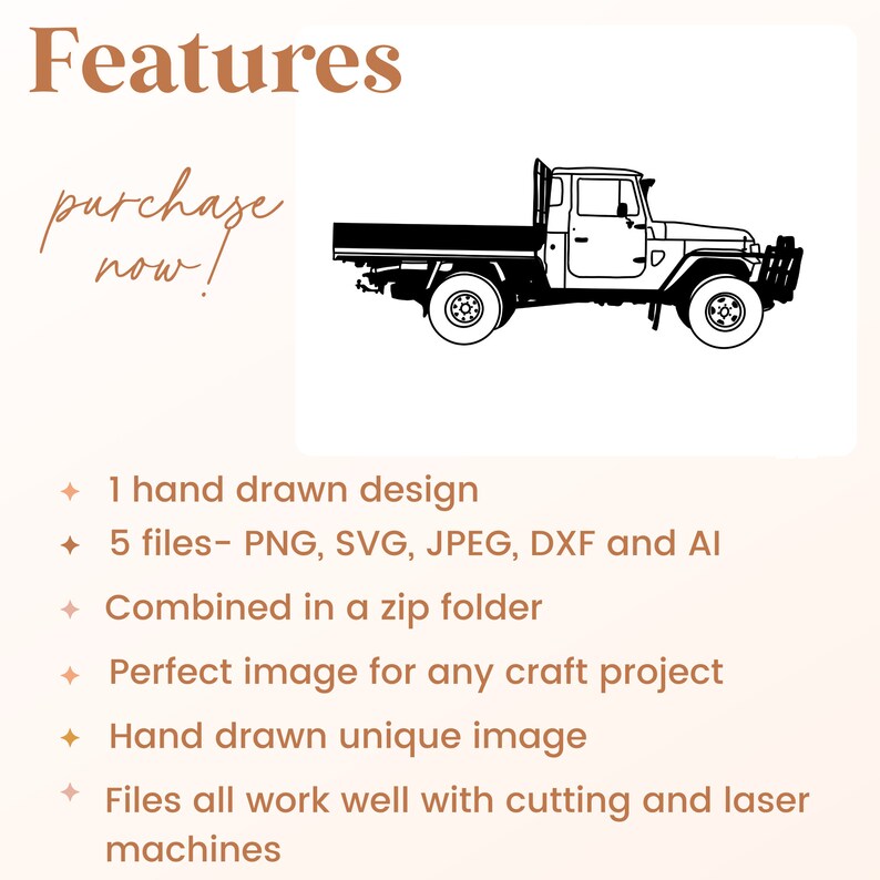 Toyota 40 Series Land Cruiser Ute Cut File FJ40 Outline Vintage 4x4 ...