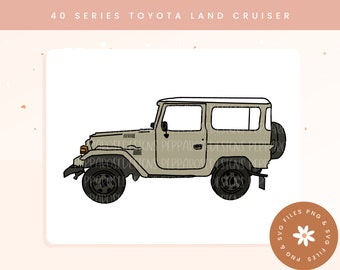 Toyota 40 Series Land Cruiser Ute Cut File FJ40 Outline Vintage 4x4 ...