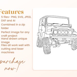 Toyota 40 Series Land Cruiser Cut File FJ40 Outline Vintage 4x4 Truck ...