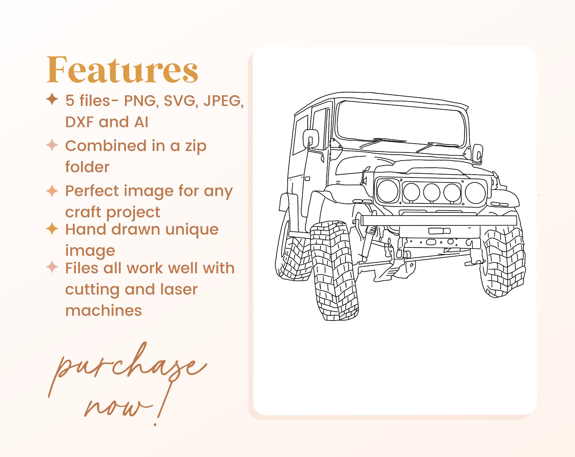 Toyota 40 Series Land Cruiser Cut File FJ40 Outline Vintage 4x4 Truck ...