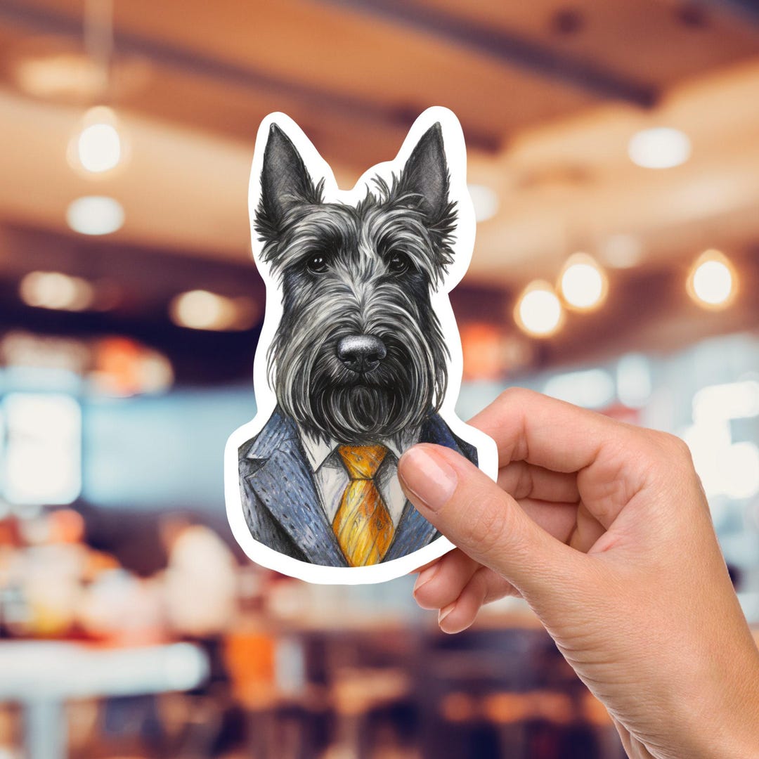 Scottie Dog Sticker Scottish Terrier Wearing a Suit Sticker Gift for ...