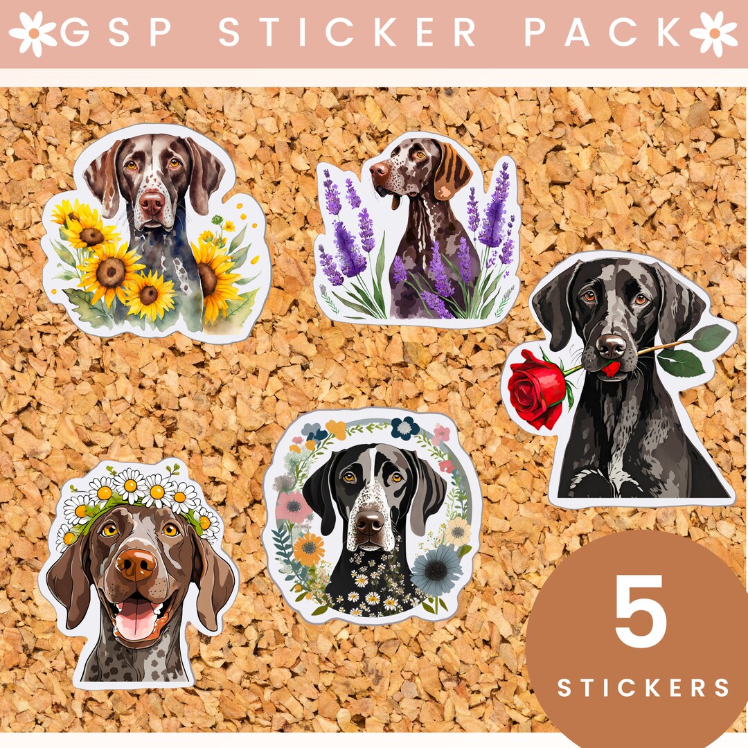 GSP Floral Sticker Pack German Shorthaired Pointer Die Cut Vinyl ...