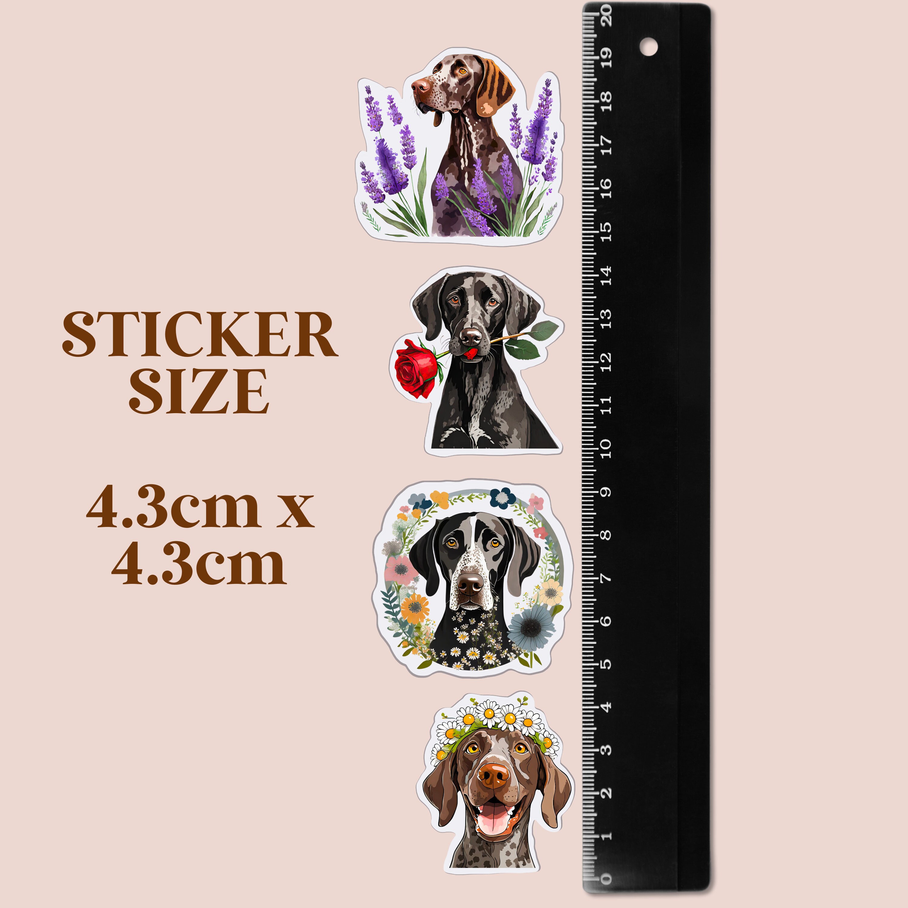 GSP Floral Sticker Pack German Shorthaired Pointer Die Cut Vinyl ...