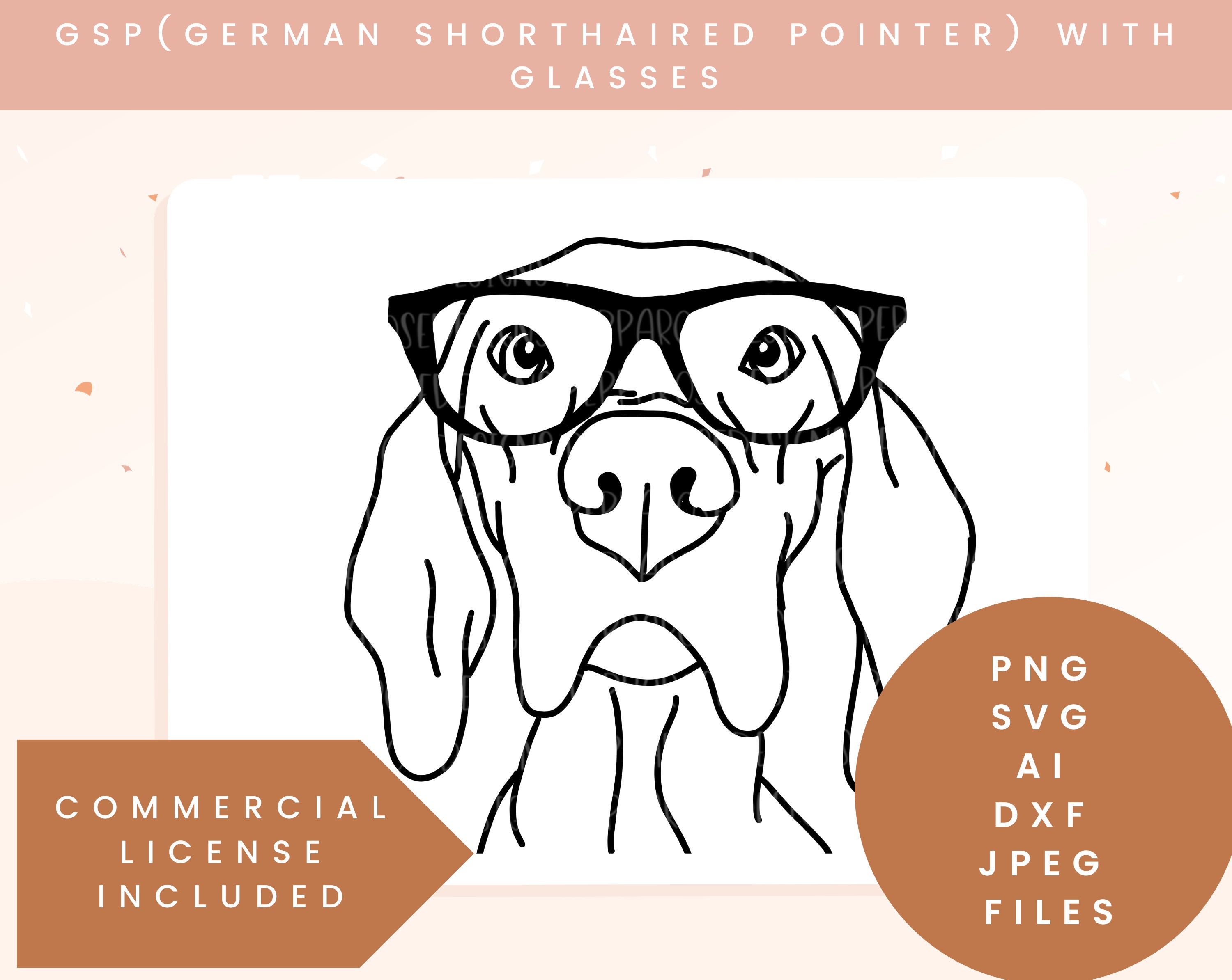 GSP SVG Dog Glasses German Cut File Shorthaired Pointer Vector - Etsy ...