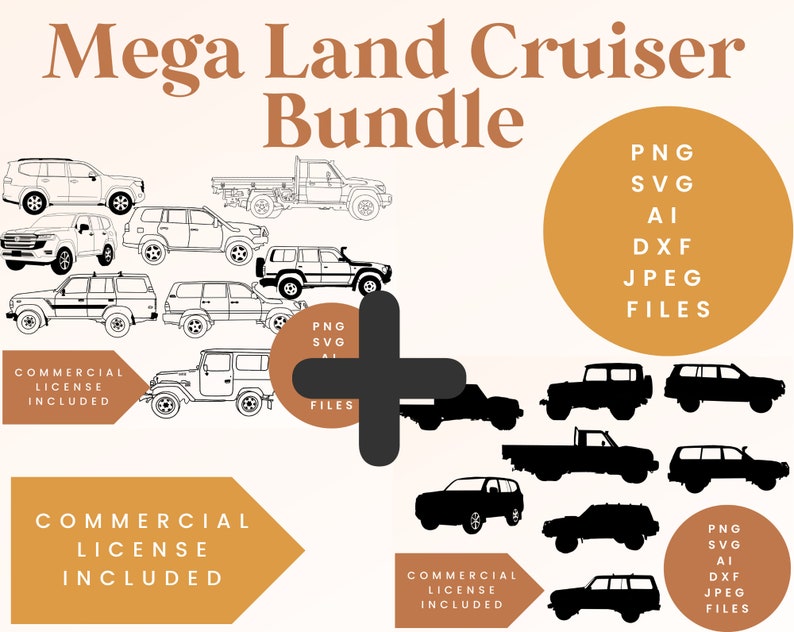 Land Cruiser 4x4 SVG Bundle Toyota Land Cruiser Laser Cut Files Off ...