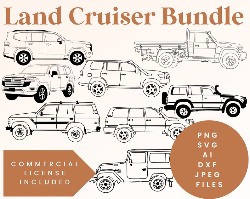 Land Cruiser SVG Bundle Toyota Land Cruiser Laser Cut Files Off-road ...