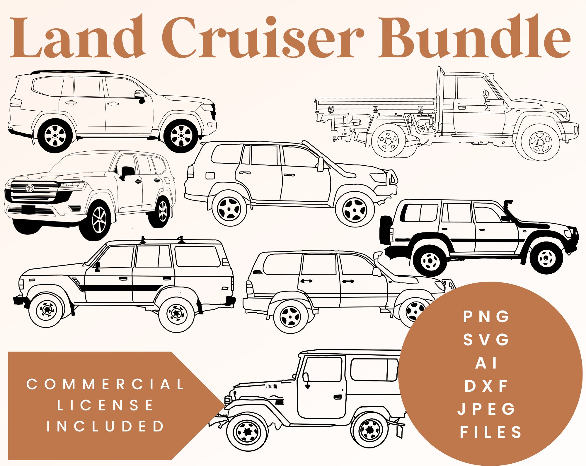 Land Cruiser SVG Bundle Toyota Land Cruiser Laser Cut Files Off-road ...