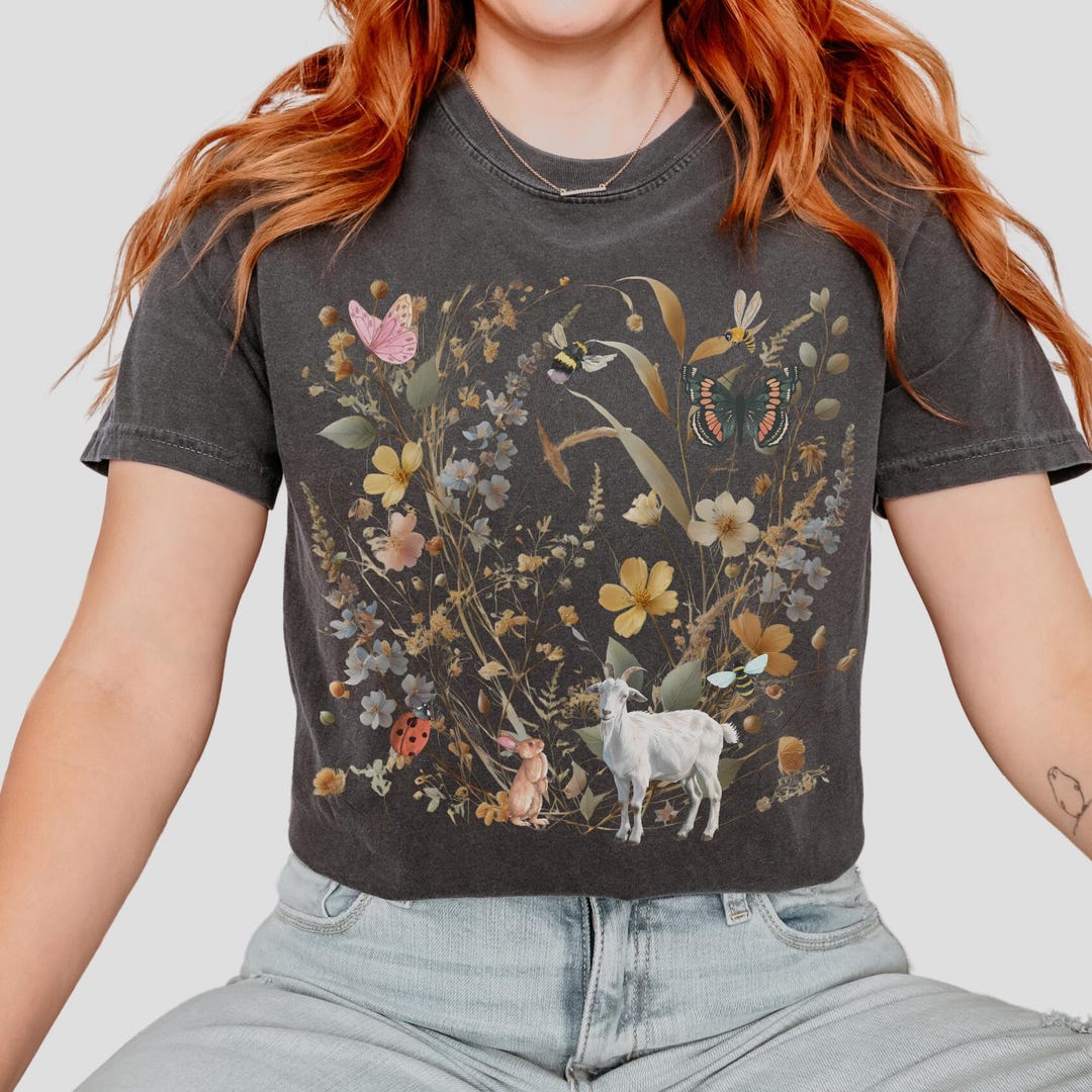 Goat Farmer Shirt for Goat Lover Gift for Goat Mom Cottagecore Tshirt ...