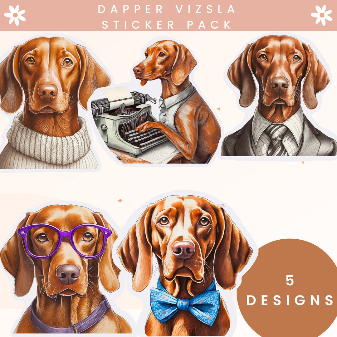 Dapper Dog Vizsla Sticker Cute Dog Sticker Vizsla Lover Sticker Bundle ...