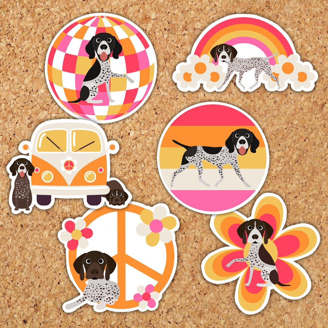 GSP Sticker Retro Rainbow Sticker Bundle German Shorthaired Pointer ...