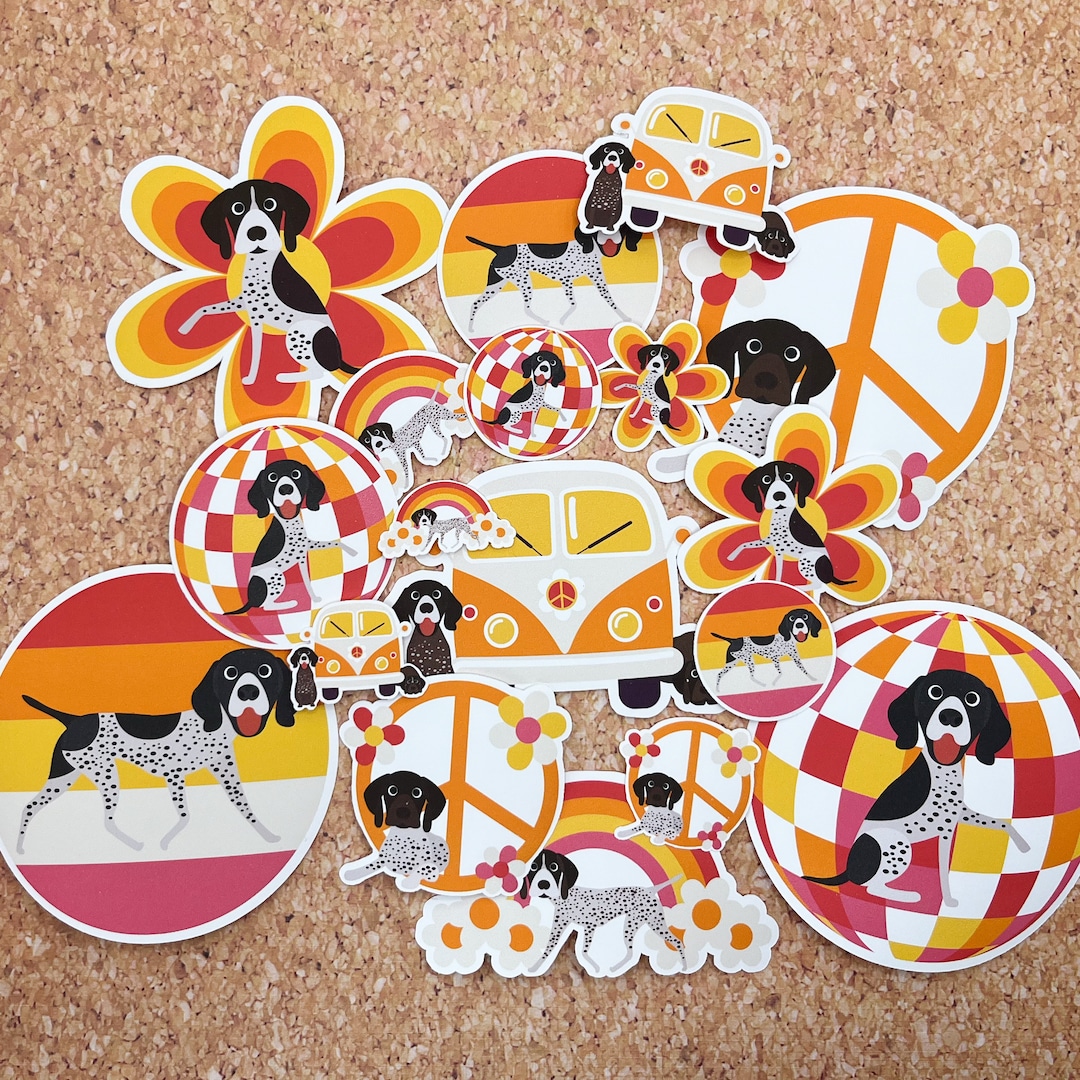 GSP Sticker Retro Rainbow Sticker Bundle German Shorthaired Pointer ...