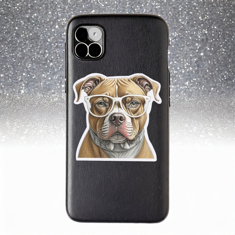Pittie Sticker Wearing Glasses Pitbull Mom Vinyl Decal Cute Pitbull ...