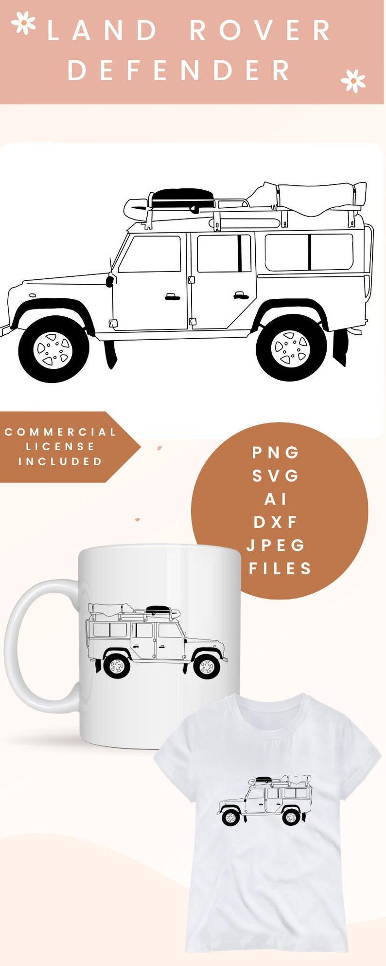 Land Rover Defender Silhouette Outline Cut File Defender Silhouette ...