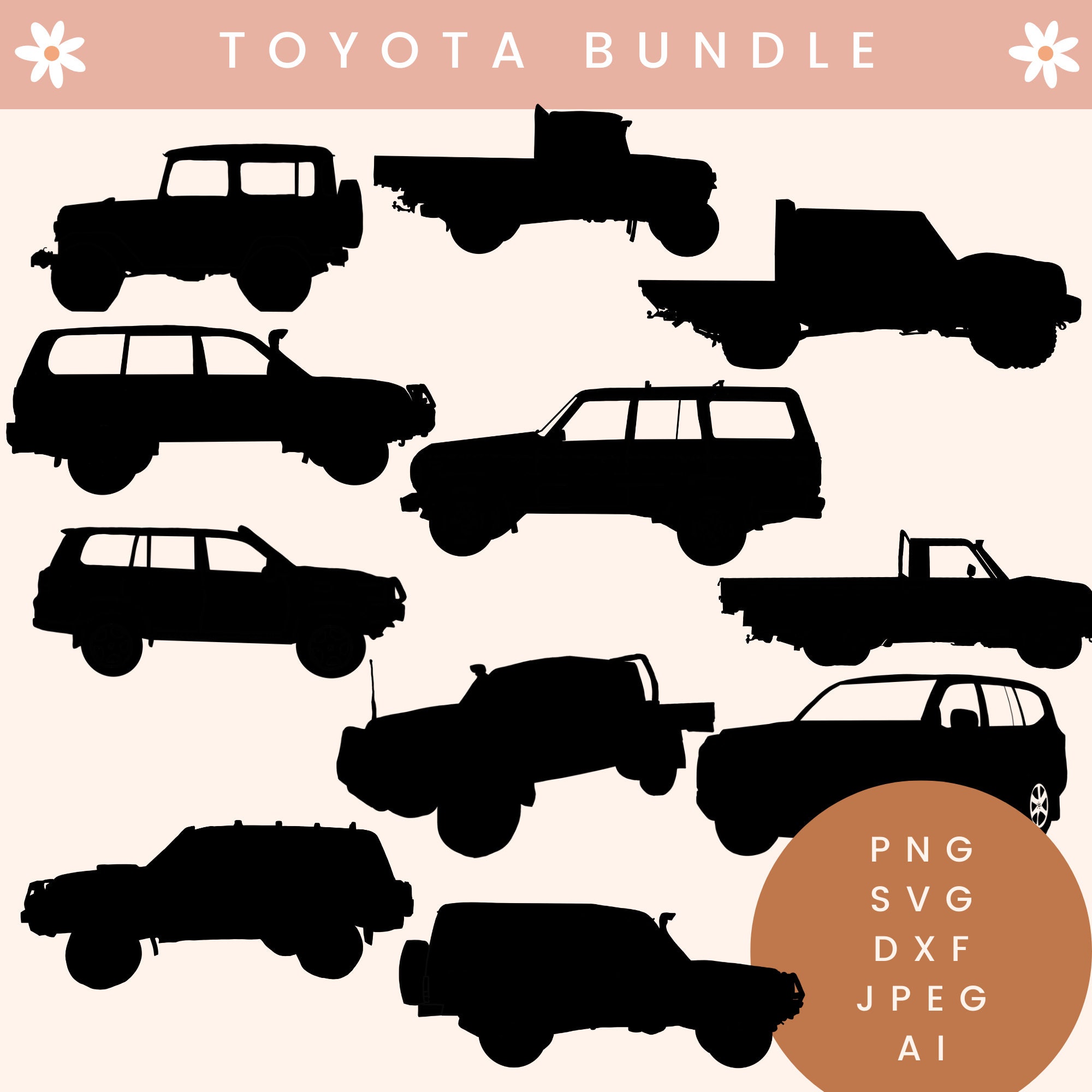 Land Cruiser Silhouette SVG Toyota Land Cruiser Laser Cut Files Offroad ...